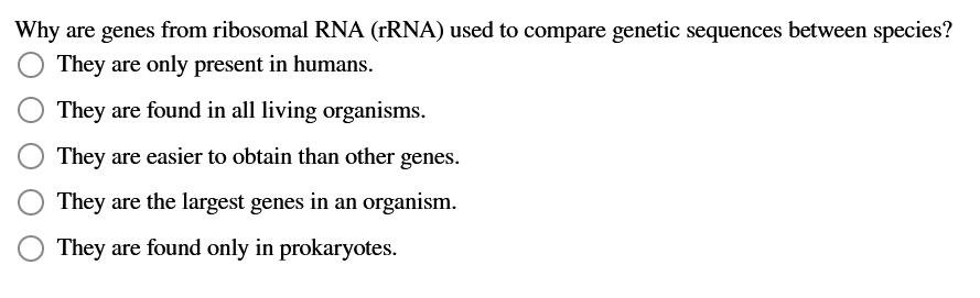 Solved Why are genes from ribosomal RNA (rRNA) ﻿used to | Chegg.com