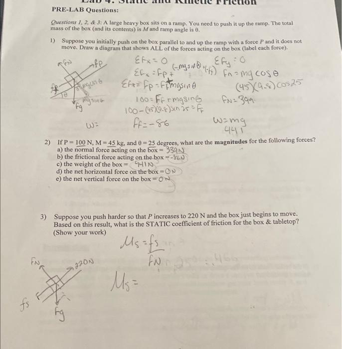 Solved PRE-LAB Questions: Questions 1, 2, \& 3: A large | Chegg.com