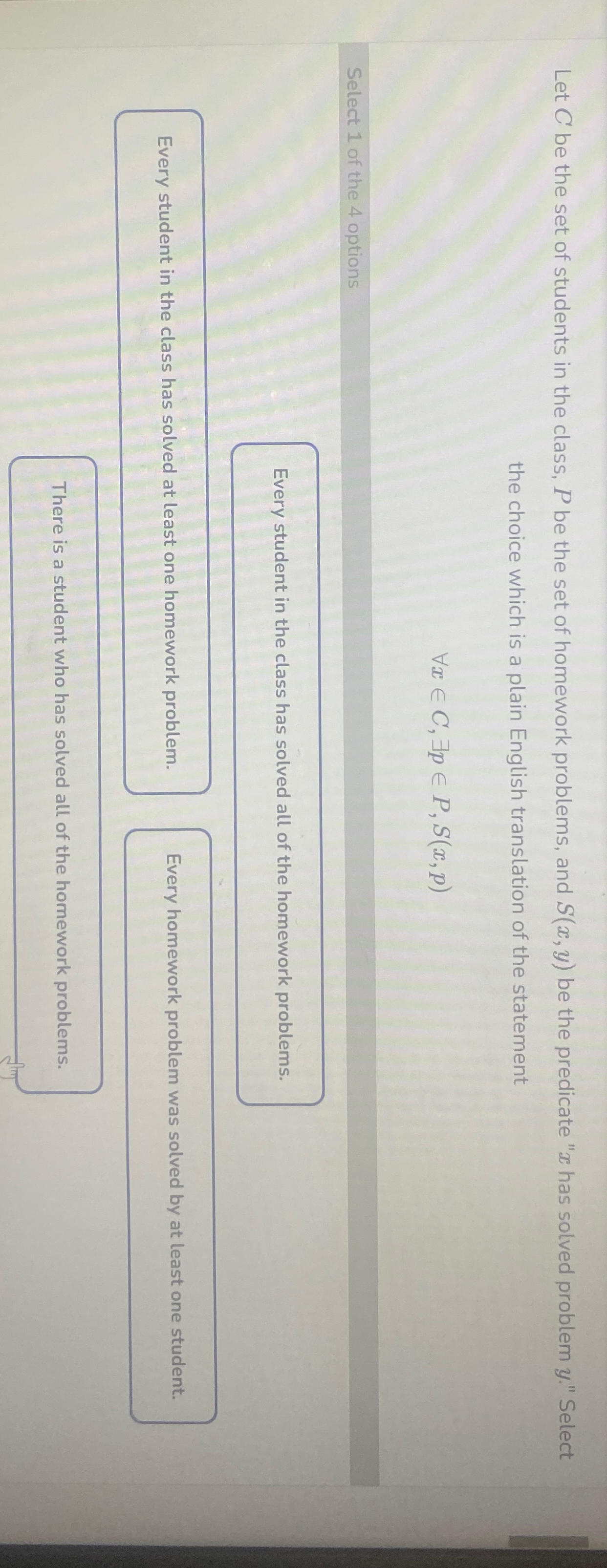 Solved Let C ﻿be the set of students in the class, P ﻿be the | Chegg.com