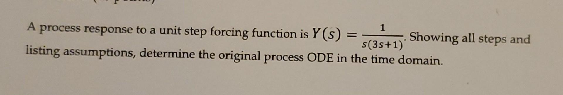 Solved A process response to a unit step forcing function is | Chegg.com
