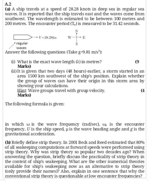 Solved A.2 (a) A ship travels at a speed of 28.28 knots in | Chegg.com