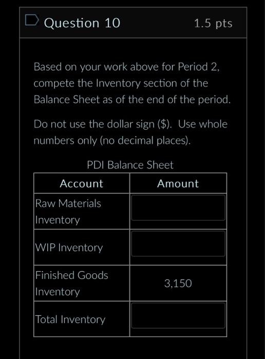 PDI Balance Sheet | Chegg.com