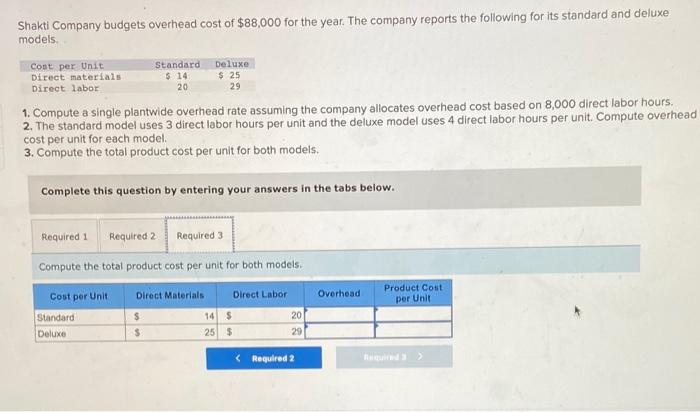 Solved A Company Sells Two Types Of Products Standard And Chegg