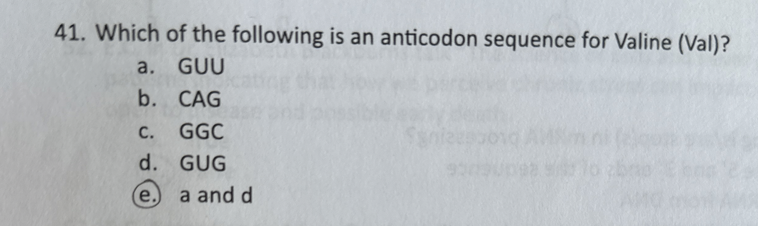 Solved Which of the following is an anticodon sequence for | Chegg.com