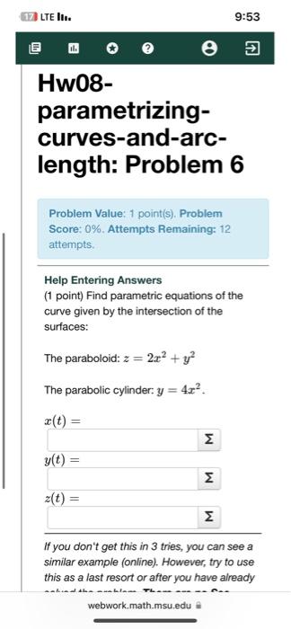 Solved Hw08- parametrizing- curves-and-arc- length: Problem | Chegg.com