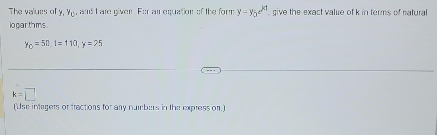 Solved The values of y1y0, and t are given. For an equation | Chegg.com