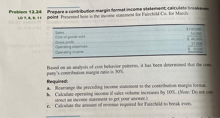 Solved Prepare a contribution margin format income | Chegg.com