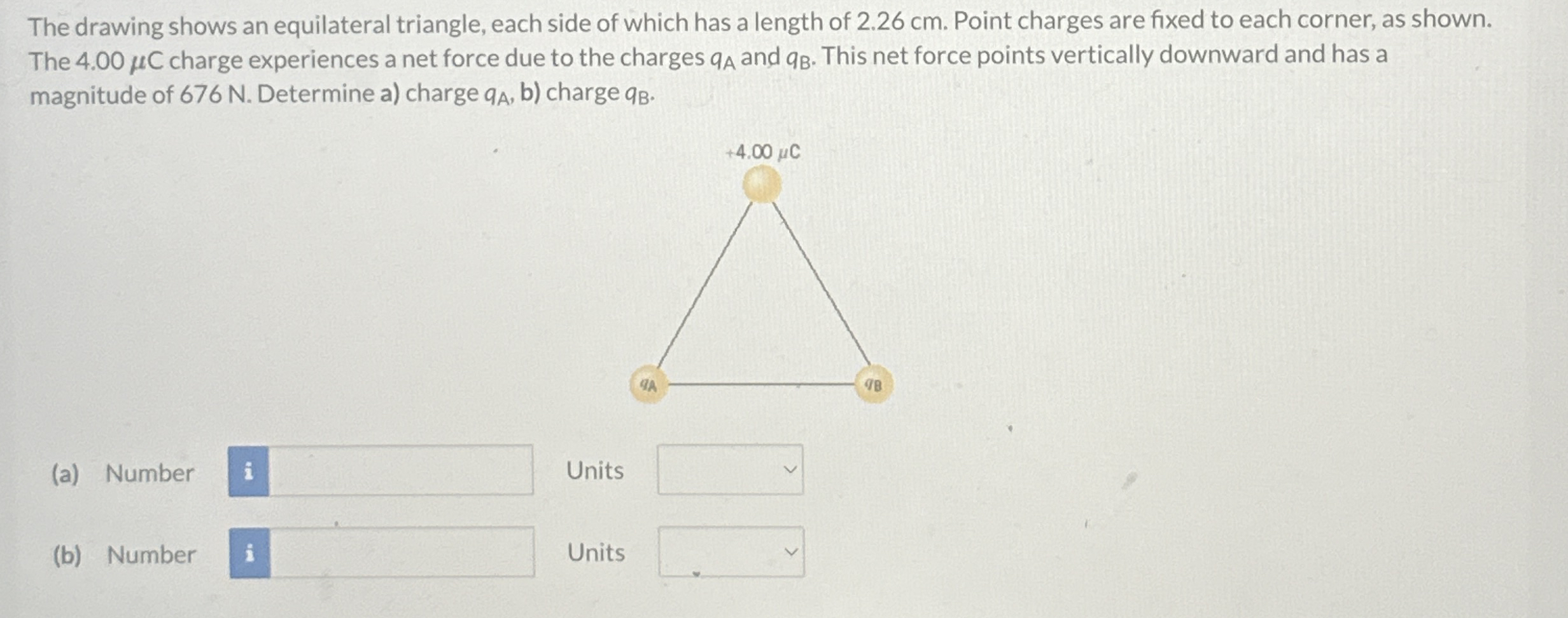 Solved The drawing shows an equilateral triangle, each side | Chegg.com