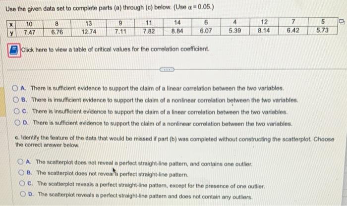 Solved Use The Given Data Set To Complete Parts A Through Chegg