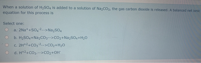 Solved When a solution of H2SO4 is added to a solution of | Chegg.com