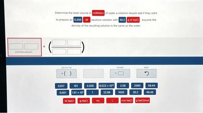 Solved Determine the total volume in of water a chemist | Chegg.com