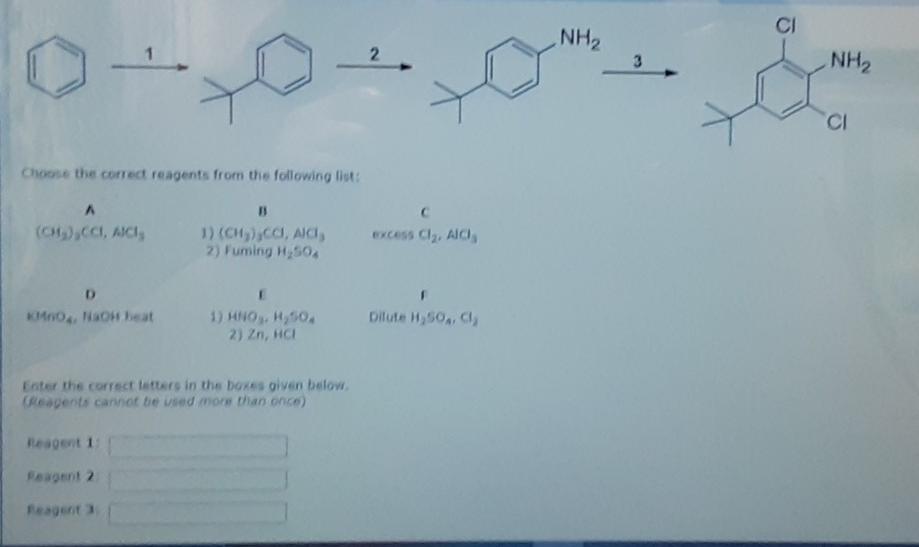 Solved NH2 2 NH2 СІ Choose the correct reagents from the | Chegg.com