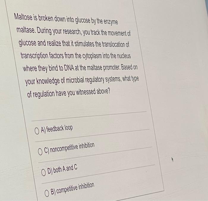 Solved Maltose is broken down into glucose by the enzyme | Chegg.com