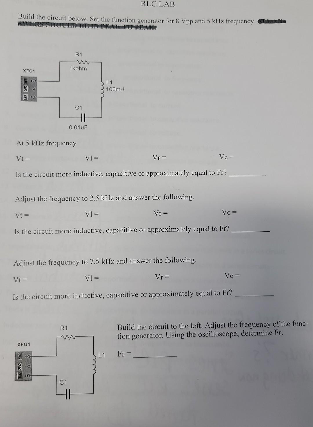 Solved Build the circuit below. Set the function generator | Chegg.com