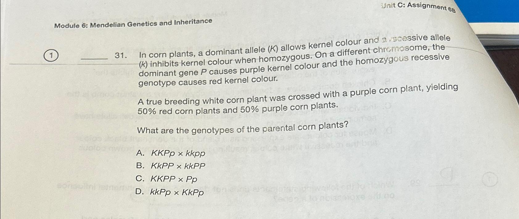 Solved Shit C: Assignment 6BModule 6: Mendelian Genetics and | Chegg.com