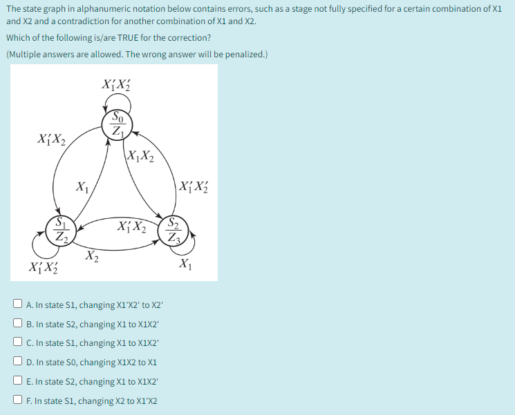 Solved The state graph in alphanumeric notation below | Chegg.com