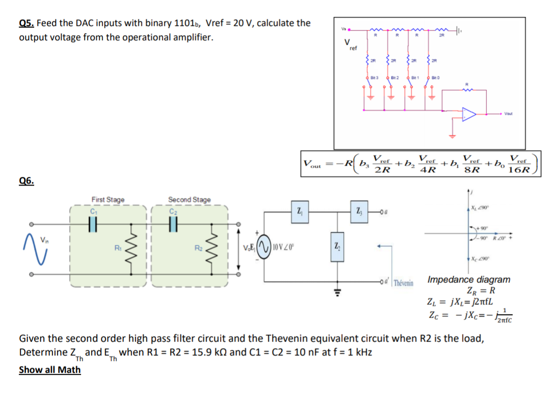 Solved 05 Feed The Dac Inputs With Binary 1101b Vref 20