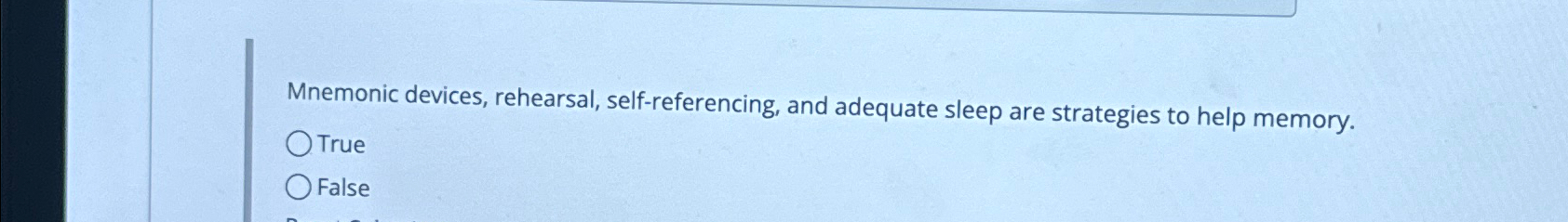 Solved Mnemonic devices, rehearsal, self-referencing, and | Chegg.com