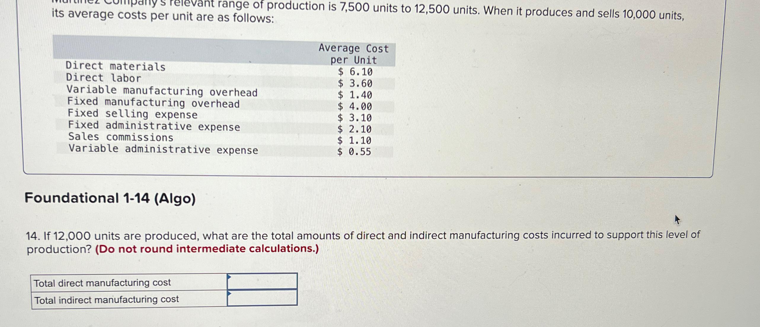 Solved and production is 7,500 ﻿units to 12,500 ﻿units. When | Chegg.com