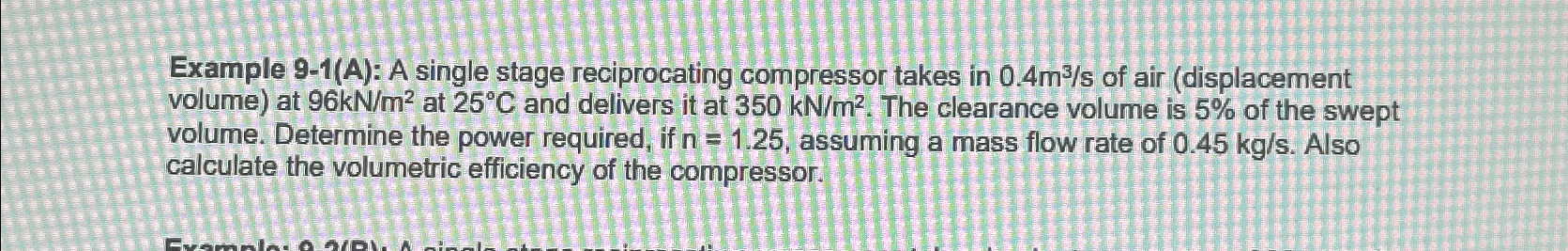 Solved Example 9-1(A): A single stage reciprocating | Chegg.com
