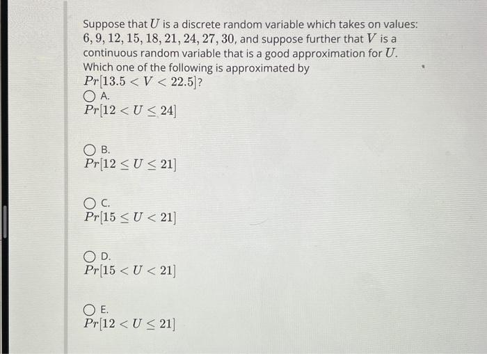 Solved Suppose that U is a discrete random variable which | Chegg.com