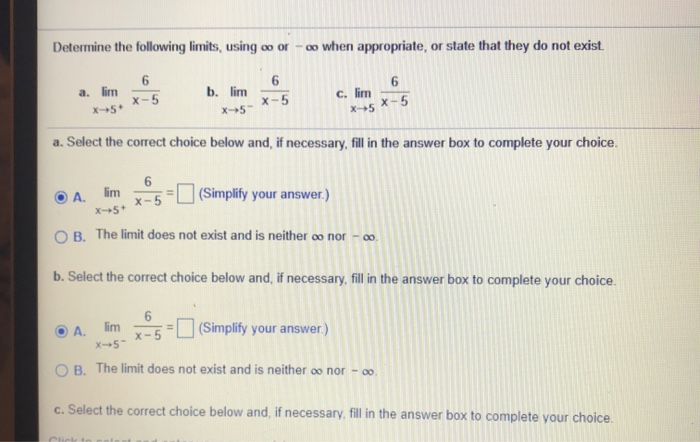 Solved Determine the following limits, using coor - oo when | Chegg.com