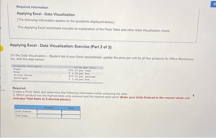 CI Required information Applying Excel - Data | Chegg.com