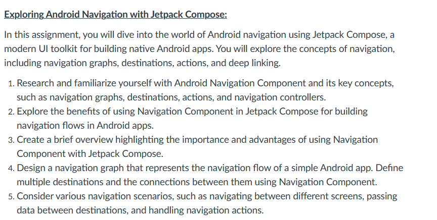 Solved Exploring Android Navigation with Jetpack Compose:In | Chegg.com