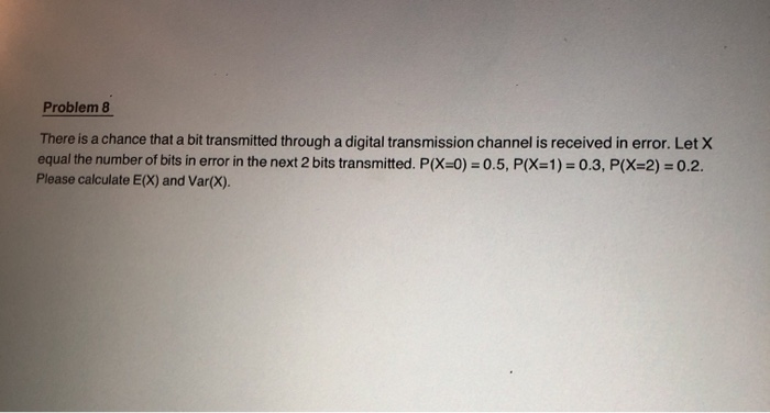 Solved Problem 8 There is a chance that a bit transmitted | Chegg.com