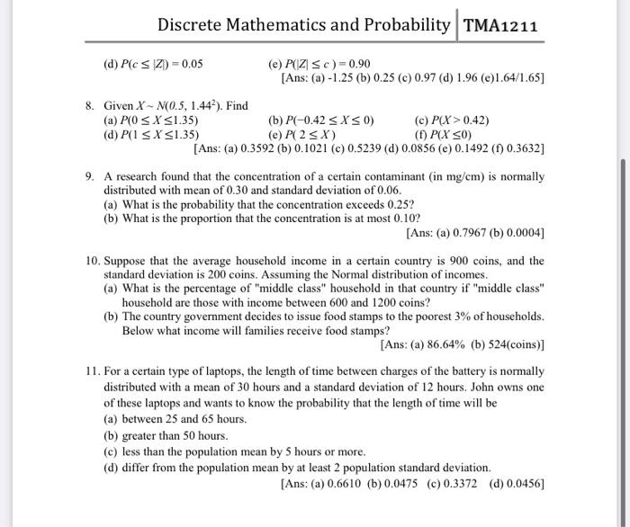 Discrete Mathematics and Probability ∣ TMA1211 | Chegg.com