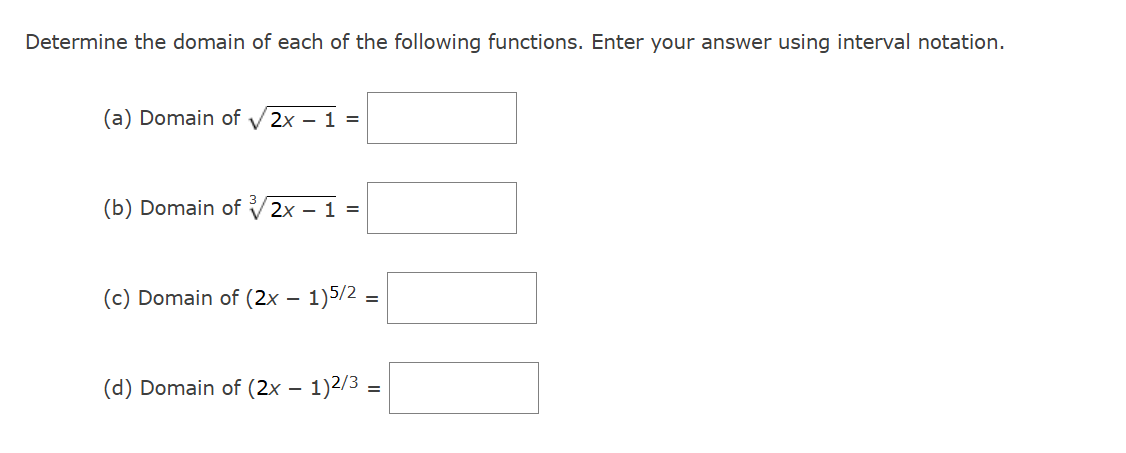 Solved Determine the domain of ﻿each of ﻿the following | Chegg.com
