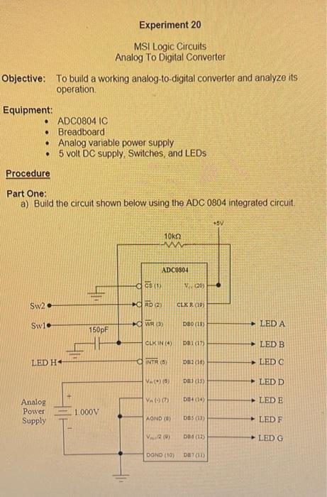 Experiment 20 MSI Logic Circuits Analog To Digital | Chegg.com