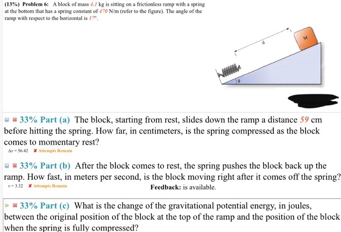 Solved (13%) Problem 6: A block of mass 4.7 kg is sitting on | Chegg.com