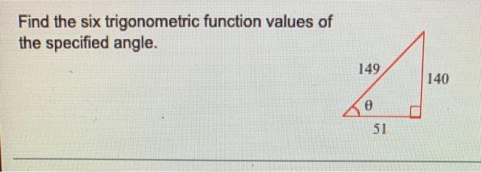 Solved Find the six trigonometric function values of the | Chegg.com