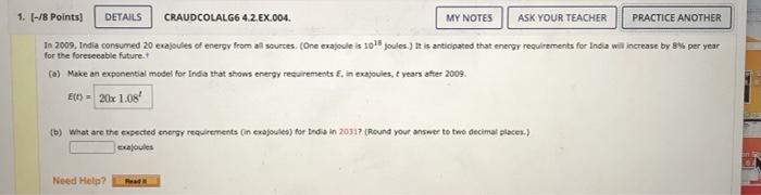 Solved In 2009, India consumed 20 exajoules of energy from | Chegg.com