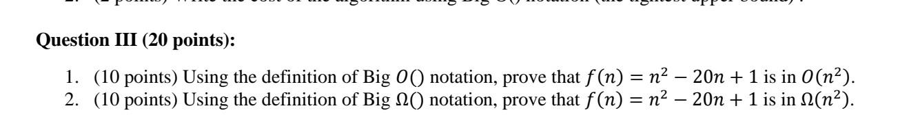 Solved Question III (20 points): 1. (10 points) Using the | Chegg.com