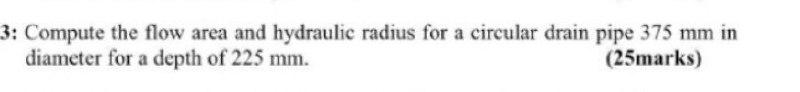 Solved 3: Compute the flow area and hydraulic radius for a | Chegg.com