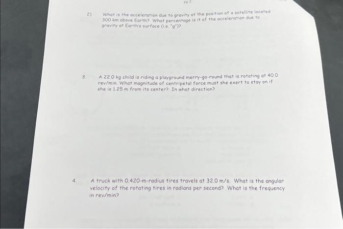 Solved 4. 3. 2) Pg 2 What is the acceleration due to gravity | Chegg.com