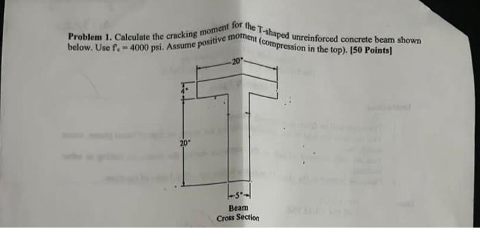 Solved Problem 1. Calculate the cracking moment for the | Chegg.com