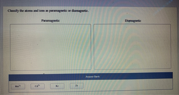 Solved Classify the atoms and ions as paramagnetic or | Chegg.com