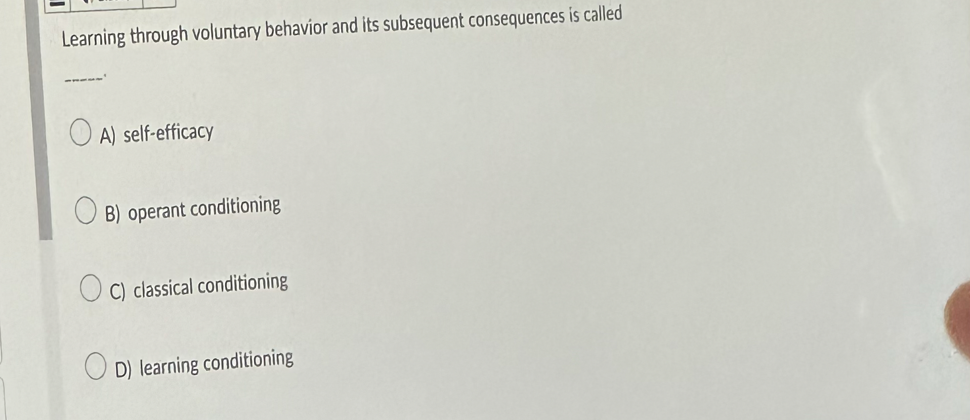 Solved Learning through voluntary behavior and its | Chegg.com