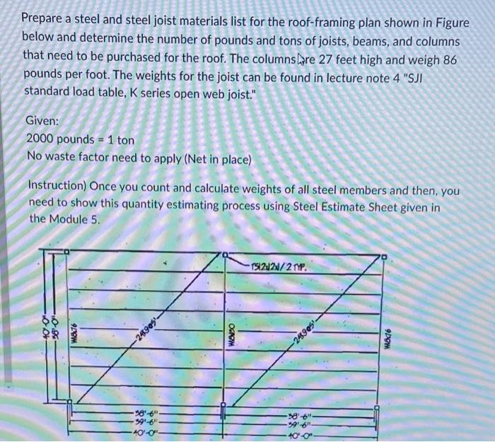 SOLVED: Prepare Steel Joist Materials List And Determine, 41% OFF SOLVED: Prepare Steel Joist Materials List And Determine, 41% OFF