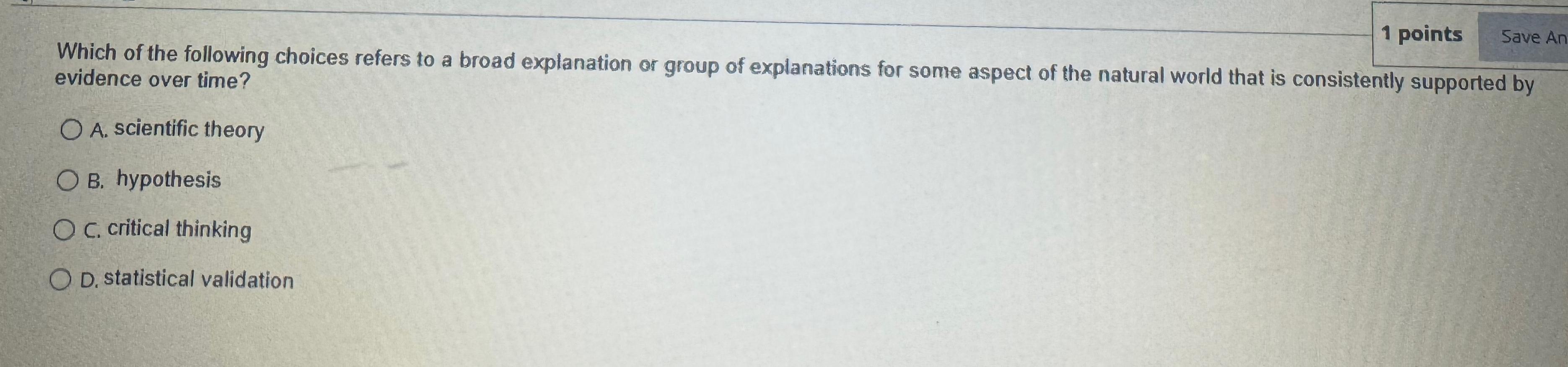 Solved 1 ﻿pointsWhich of the following choices refers to a | Chegg.com