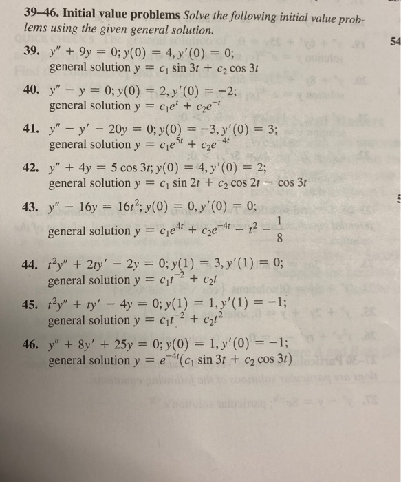 Solved 39–46. Initial value problems Solve the following | Chegg.com