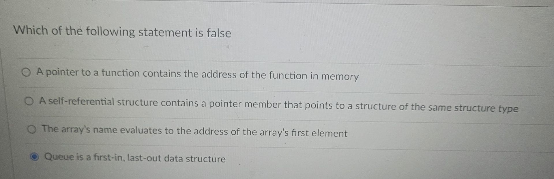 Solved Which of the following statement is falseA pointer to | Chegg.com