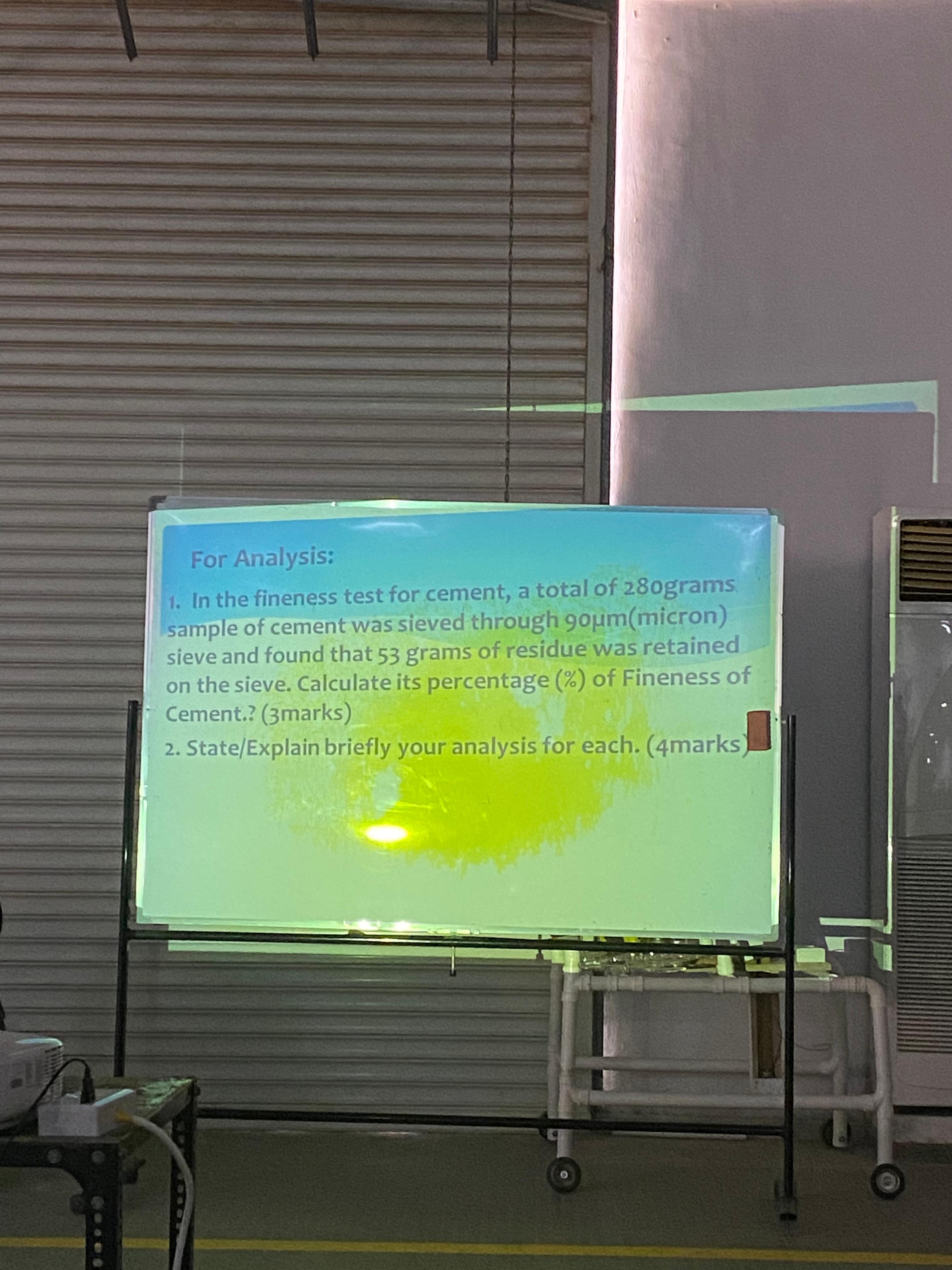 Solved For Analysis:In the fineness test for cement, a total | Chegg.com