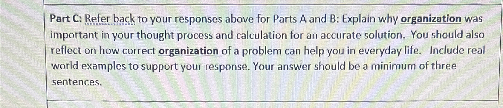Solved Part C: Refer back to your responses above for Parts | Chegg.com