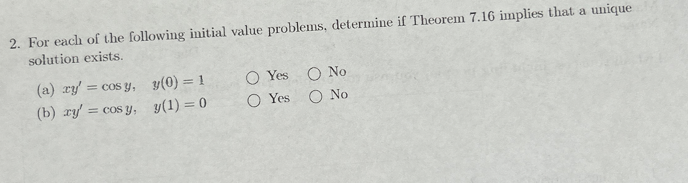 Solved For each of the following initial value problems, | Chegg.com