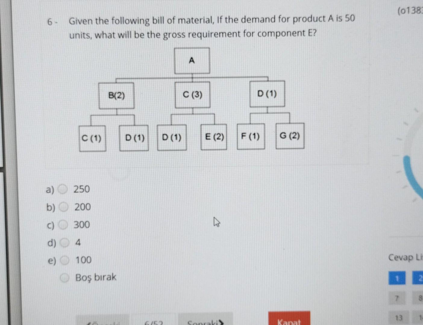 6- Given the following bill of material, If the | Chegg.com