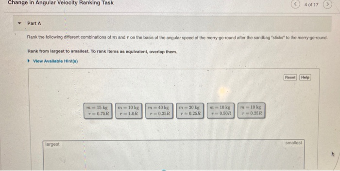 Solved CCH OB HW Change in Angular Velocity Ranking Task 4 | Chegg.com